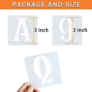 ASMPIO 3 Inch Letter Stencils Symbol Numbers Craft Stencils, 42 Pcs Reusable Plastic Alphabet Templates for Painting on Wood, Wall, Fabric, Rock, Glass, Signage, DIY Art Projects