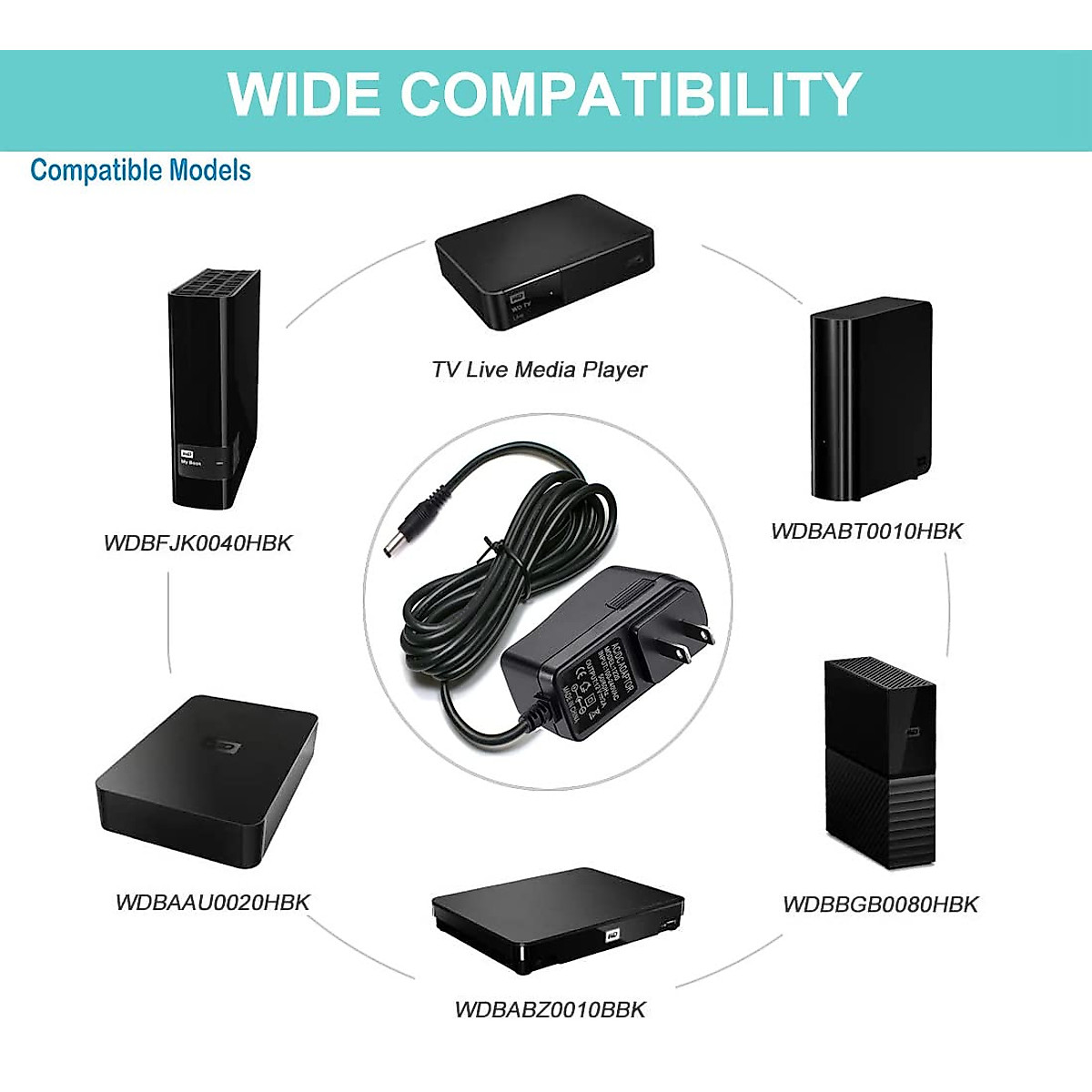 12V AC Power Cord Fit for WD Western Digital My Book Essential External Hard Drive HDD Power Supply