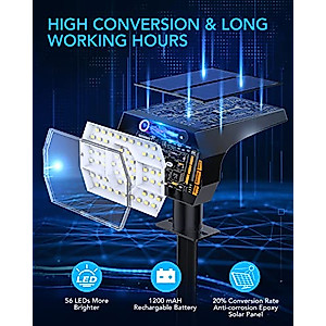 Kaxiida Solar Lights Outdoor Waterproof, 56 LED Solar Garden Pathway Lights, 3 Lighting Modes Solar Powered Landscape Lights Wall Lights in One- White, 6 Pack