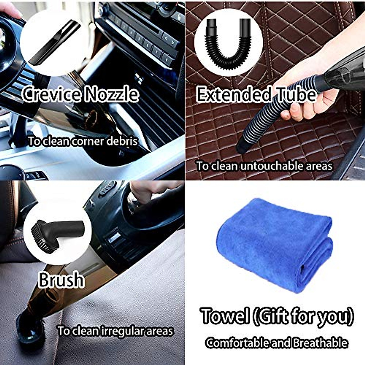 Arbutin Car Vacuum Cleaner,Updated Version Handheld Vacuum Cleaner for Car with 16.4FT Cable Portable Vacuum Cleaner,Auto Accessories Kit for Detailing and Cleaning Car Interior