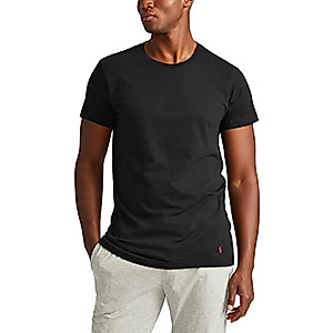 POLO Ralph Lauren Mens Classic Fit W/Wicking 3-Pack Crews Undershirt, Polo Black/Red, Large US