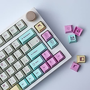 PBT Keycaps Custom Keycaps Cherry Profile 166 Keys 6.25u 7u Spacebar Dye-Sublimation Japanese Keycaps Cute Keycaps for Cherry Gateron MX Switches Mechanical Keyboards (Analog Dreams)