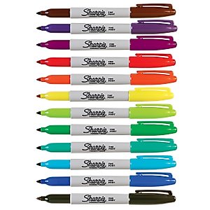 SHARPIE Fine Point Permanent Marker,Assorted Classic,12-Count