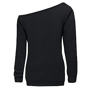 GSVIBK Womens Halloween Shirt Pumpkin Sweatshirt Halloween Off Shoulder Sweatshirts Long Sleeve Slouchy Pullover Tops 248 Black 3XL