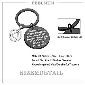 FEELMEM Sobriety Gift Keychain Addiction Recovery Gift AA Alcoholics Anonymous Warrior Recovery Gift New Beginnings Gift(black)