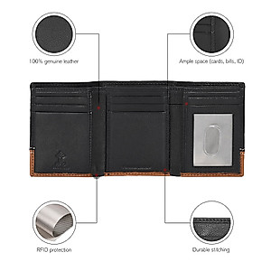 ESTALON Real Leather Trifold Wallet For Men-RFID Slim Tri Fold Wallets Minimalist 3 fold Credit Card Holder ID Window Christmas Gift (Charcoal/Sierra)