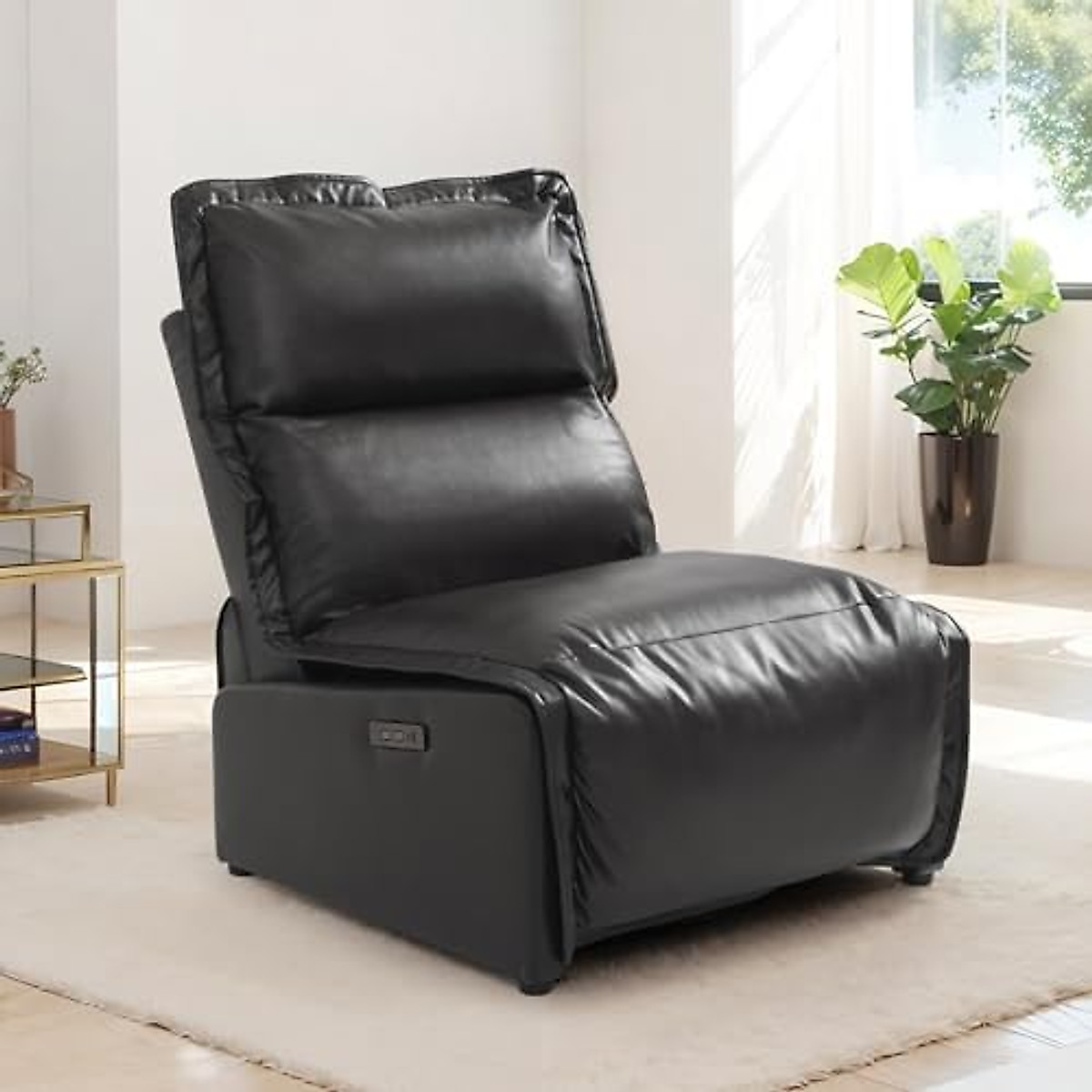 EASELAND Electric Single Sofa Bed, Adjustable Leather Power Sofa, Sleeper Recliner Chair Bed with USB for Living Room, Study (Grey)