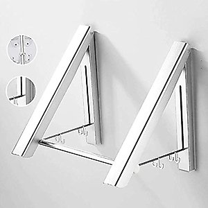 TYXTYX Wall Mounted Folding Clothes Hanger, Retractable Clothes Hanger, for Laundry Room, Garage, Indoor & Outdoor Use, Aluminum,Silver,Double +40cm Pole