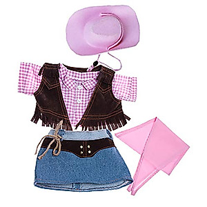Cowgirl w/Pink Hat and Pink Scarf Teddy Bear Clothes Fits Most 14"-18" Build-A-Bear and Make Your Own Stuffed Animals