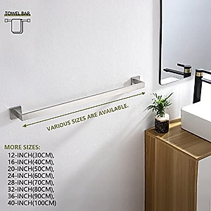 KOKOSIRI 32-Inch Single Towel Bar, Bathroom Towel Holder, Toilet Paper Holder, Bath Towel Hook Modern Robe Hook Coat Hook, Wall Mounted, SUS 304 Stainless Steel, Brushed Steel, B05A4-BR-L32