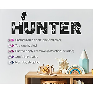 Space Wall Name Decal Custom, Baby Space Theme Nursery, Space Room Decor for Boys, Astronaut Kids Bedroom Decor, Planets Space Theme Bedroom