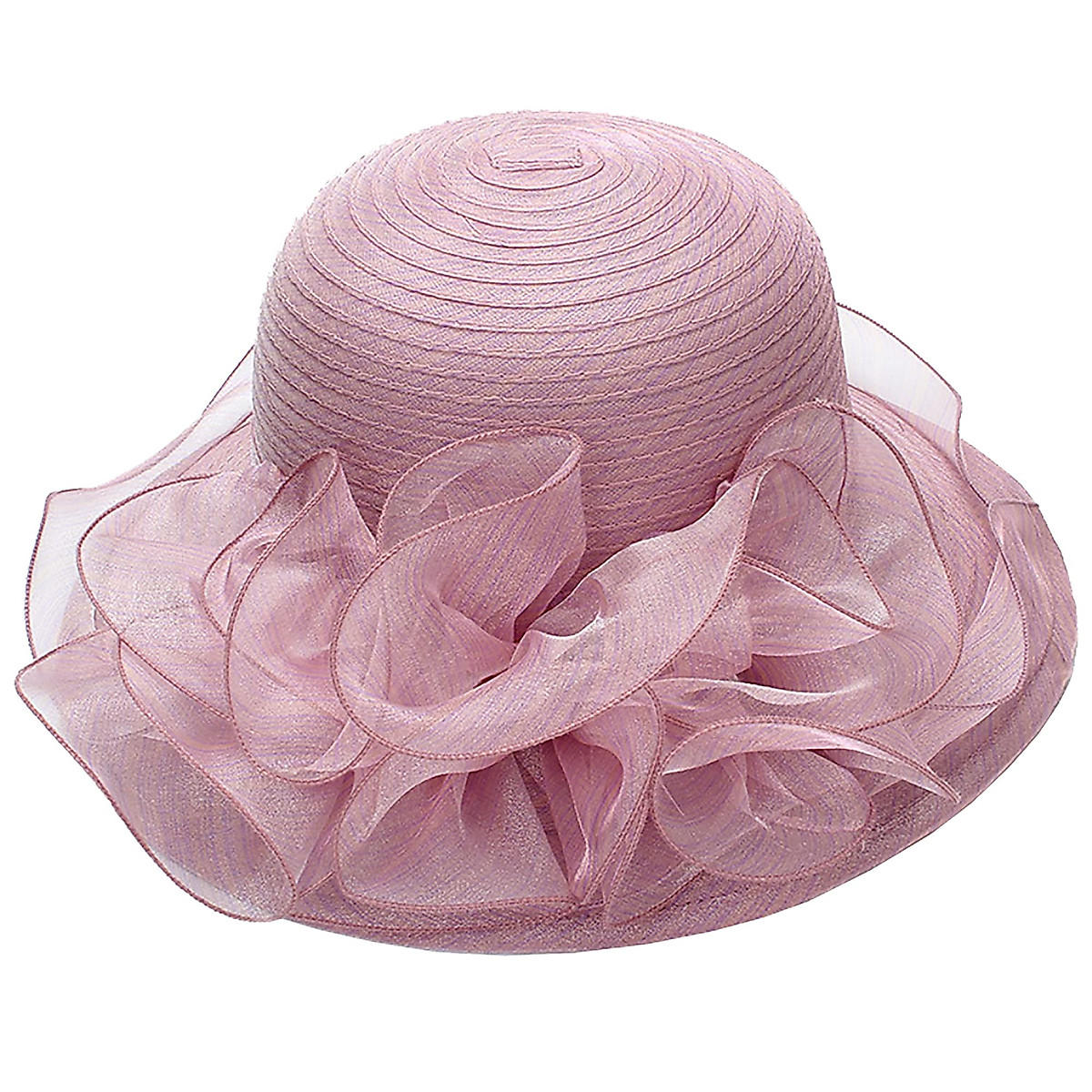 Women's Organza Kentucky Fascinator Hat Derby Cloche Bowler Hat Cocktail Tea Party Wedding Sun Hat Purple