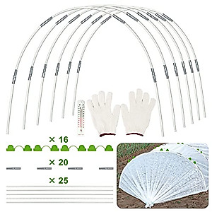 XYADX Greenhouse Hoops Row Cover Hoops Tunnel 3.5-Foot-Long DIY Greenhouse Hoops for Garden Netting and Raised Bed Plant Support Stakes with Greenhouse Clamps - 25pcs