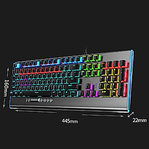 SMSOM Mechanical Gaming Keyboard, LED Rainbow Backlit Wired Keyboard, 104 Keys, Suitable for PC and Desktop Computer