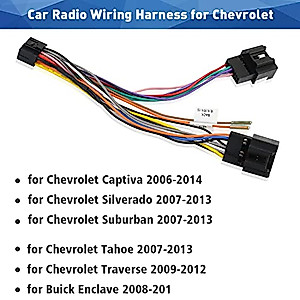 Aftermarket Car Radio Stereo Wiring Harness Adapter 16 Pin Connector Compatible with Chevrolet Silverado Suburban Buick