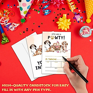 Puppy Dog Birthday Party Invitation, Let's Paw-ty Themed Fill-In Invites for Teens Boys Girls, 20 Invitations With Envelopes (4" X 6"), Kids Doggy Party Favors Decorations and Supplies -61