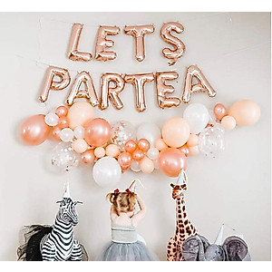 LaVenty LET'S PAR TEA Balloons Tea Party Birthday Banner Tea Party Decorations Lets Par-Tea Party Decor Par Tea Baby Shower Par Tea First Birthday Decoration Flower Garland (Floral Banner)