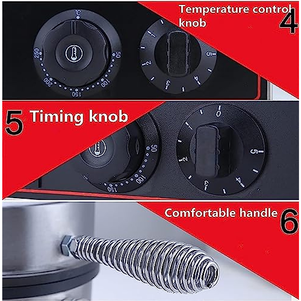 Commercial Electric Waffle Maker 1400W Nonstick Waffle Machine with Temperature and Time Control Stainless Steel Waffle Bake Machine for Bakery Home and Kitchen Restaurant Leisure Snack Bar A (Size :