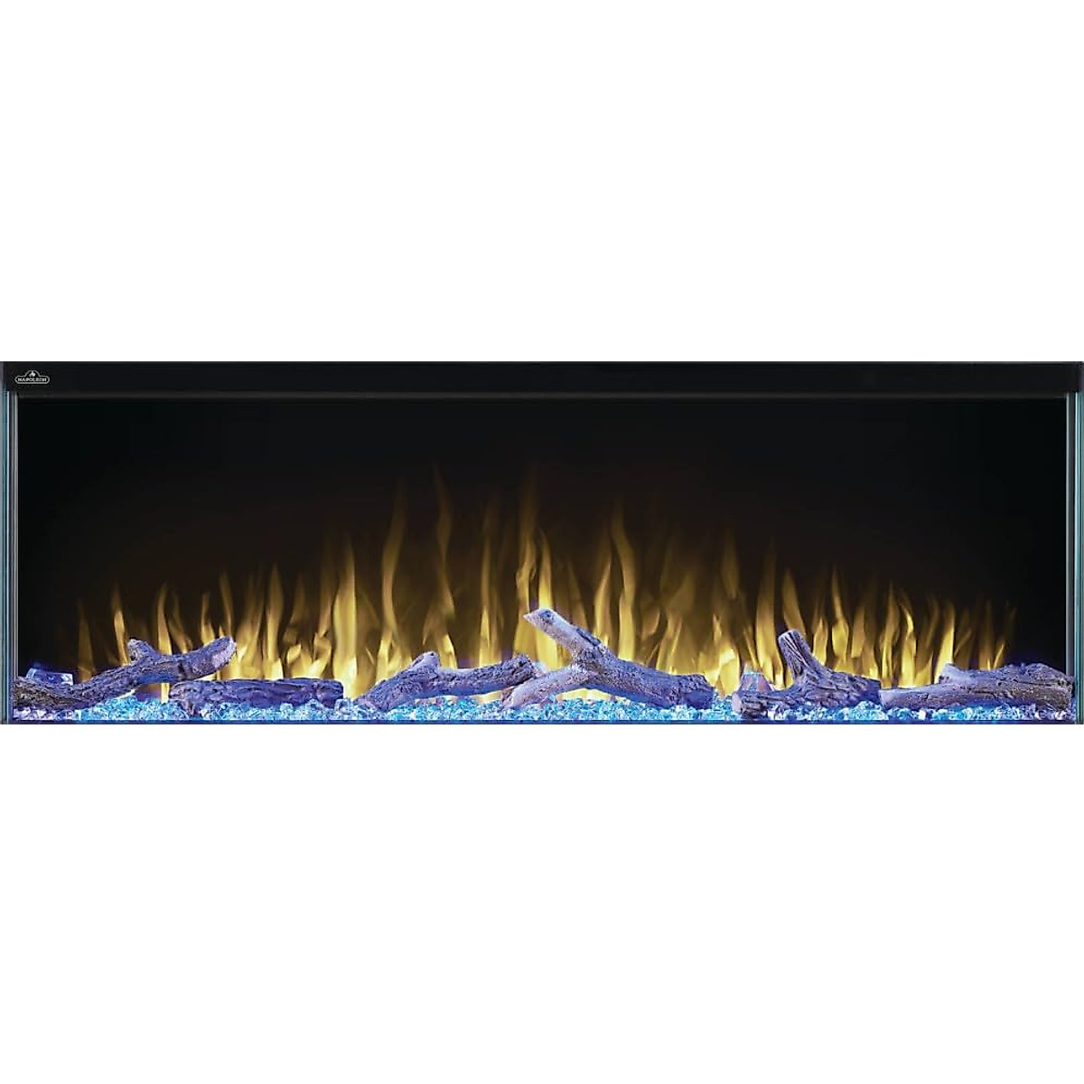 Napoleon Trivista Primis 60 3-Sided Electric Linear Fireplace - Built-in Design - Multi-Color Flames with Large Crystal Cubes and Natural Looking Birch Logs - NEFB60H-3SV