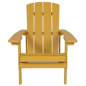 BizChair Commercial Poly Resin Adirondack Chair - Yellow - All-Weather - Indoor/Outdoor