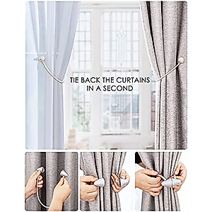 TECVINCI Magnetic Curtain Tiebacks with Upgrade Larger Magnet, 2 Pack 16 Inch Drapery Holdbacks for Indoor & Outdoor Curtain - Gold