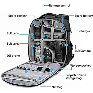 CADeN Camera Backpack, Waterproof Drone and Camera Bag for Canon Nikon Sony DSLR SLR Mirrorless, DJI Mavic, Air 2S, FPV Drone Backpack with 15.6'' Laptop Compartment & Tripod Holder