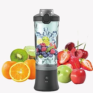 Portable Blender Personal Juicer for Shakes and Smoothies - 21 OZ Electric Protein Shaker Bottle with 6 Blades, USB-C Rechargeable - Mini Small Blender Cup for Kitchen, Office,Gym,Travel,Black
