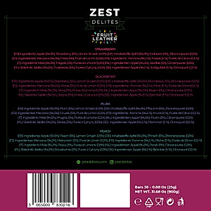 Fruit Snacks by Zest Delites, Fruit Leather, Healthy Snacks for Adults, Dried Fruit Snacks, Fruit Bars, Fruit Strips, Vegan Healthy Snacks, Strawberry, Peach, Blackberry, Plum, 0.88 oz x 36