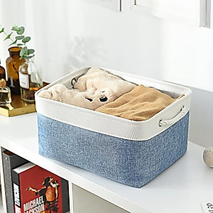 Tegance Storage Baskets Bins for Organizing, Foldable Sturdy Fabric Basket W/Handles, Large Rectangular Decorative Storage Basket for Shelves Nursery Closet Toy Blanket (3 Pack 15.7x11.8x8.3")…