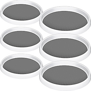 Mimorou 6 Pcs Lazy Susan Turntable for Organizer Cabinet 10 Inch 12 Rotating Spice Rack Round Display Stand Kitchen Refrigerator Pantry Countertop Under Sink Organizing, White, Gray