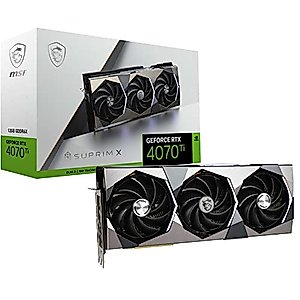 MSI Gaming GeForce RTX 4070 Ti 12GB GDRR6X 192-Bit HDMI/DP Nvlink Tri-Frozr 3 Ada Lovelace Architecture Graphics Card (RTX 4070 Ti SUPRIM X 12G)