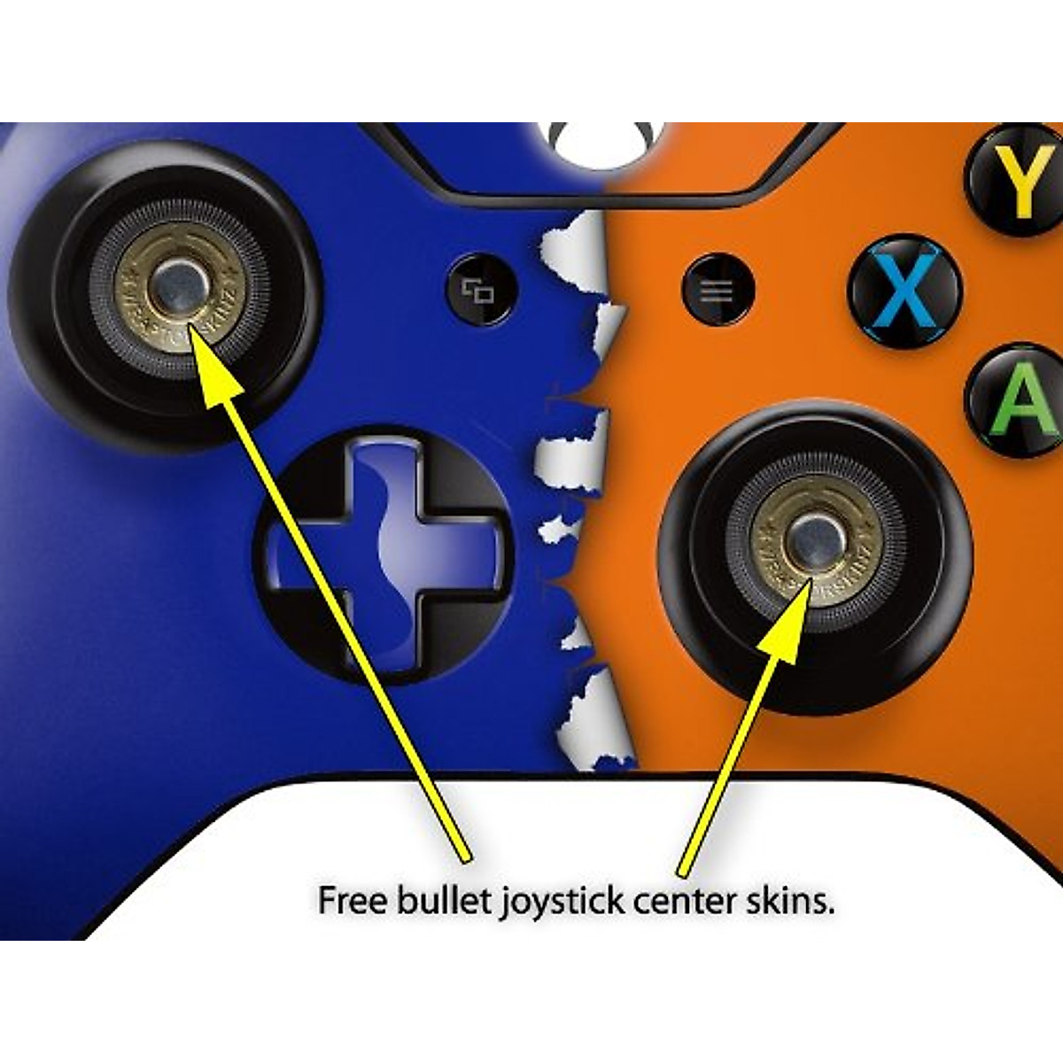 WraptorSkinz Decal Style Vinyl Skin Wrap Compatible with Xbox One Original Wireless Controller Ripped Colors Blue Orange - (Controller NOT Included)
