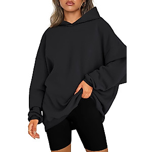 EFAN Hoodies for Women Black Oversized Sweatshirts Hooded Pullover Casual Workout Fall Fashion Outfits Winter Clothes 2024
