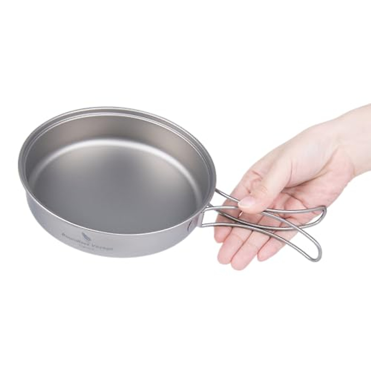 iBasingo Titanium Cookware Camping 1000ml Pot 500ml Pan Set with Folding Handle Outdoor Cooking Bowls Ultralight Picnic Hiking Backpacking Tableware for 1 Person Ti2042C