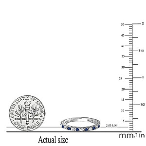 Dazzlingrock Collection 10K Blue Sapphire And White Diamond Eternity Sizeable Stackable Ring Wedding Band, White Gold, Size 7