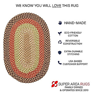 Super Area Rugs Oval 4' X 6' Earthtone Oval Braided Rug - Use as Living Room Rugs, Bedroom Rugs, Dining Room Rugs - Reversible - Rustic - Country - Primitive - Farmhouse Decor Rug