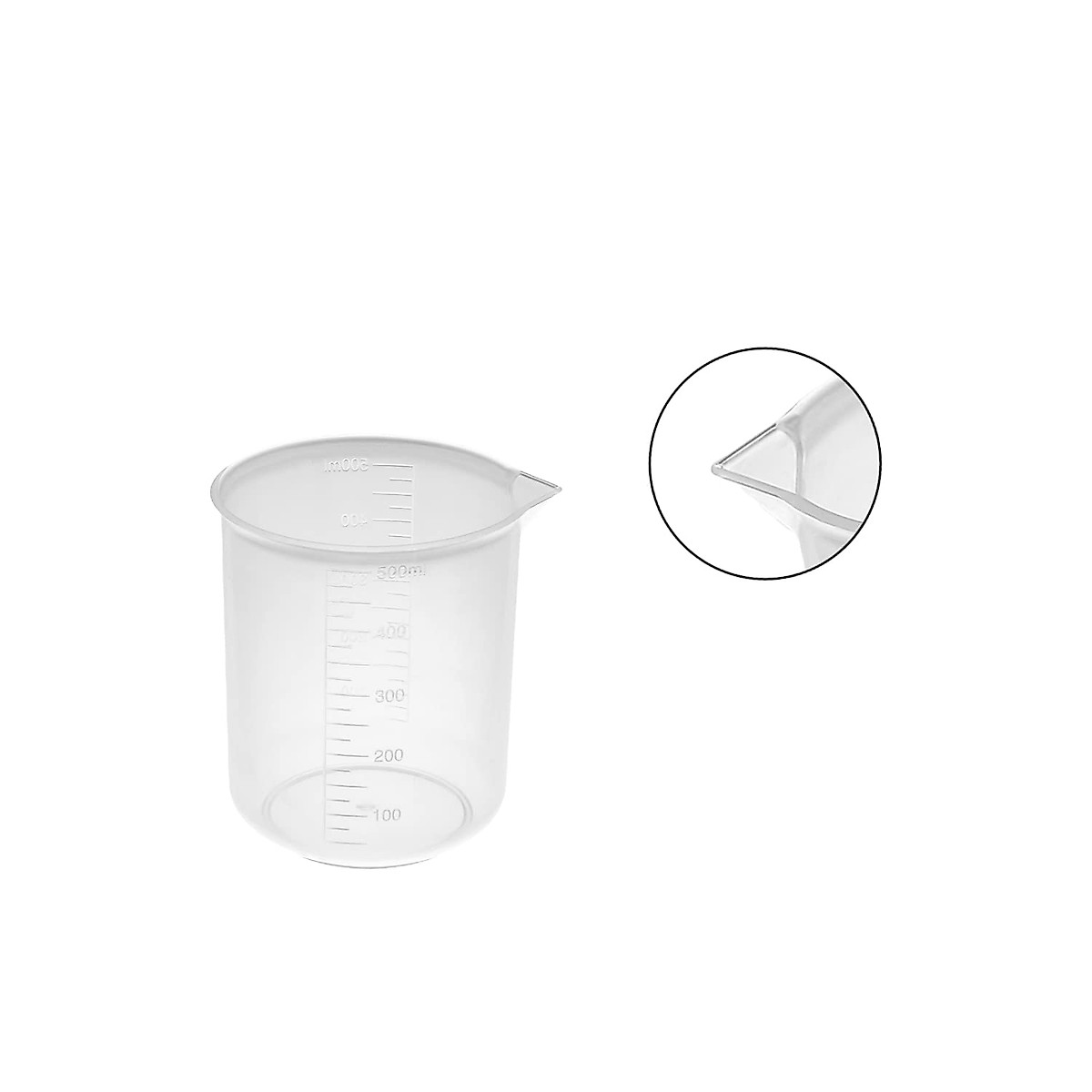 Aicosineg 2Pcs Measuring Cups 500ml Plastic Graduated Cups PP Plastic Graduated Beaker Clear Scale Cups Liquid Measuring Mixing Cups Graduated Plastic Measuring Cup for Lab Kitchen Liquids Transparent