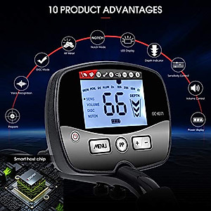 Metal Detector for Adults Professional - High Sensitivity 10" Waterproof Search Coil, 4 Adjustable Modes, LCD Backlight Display, Pinpoint Function, Ideal for Gold Detection