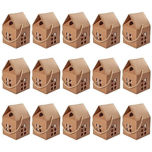 House Shaped Paper Candy Box: 15pcs Paper Boxes Kraft Paper Package Box Christmas Packing Box for Wedding Xmas Party Favor Holder