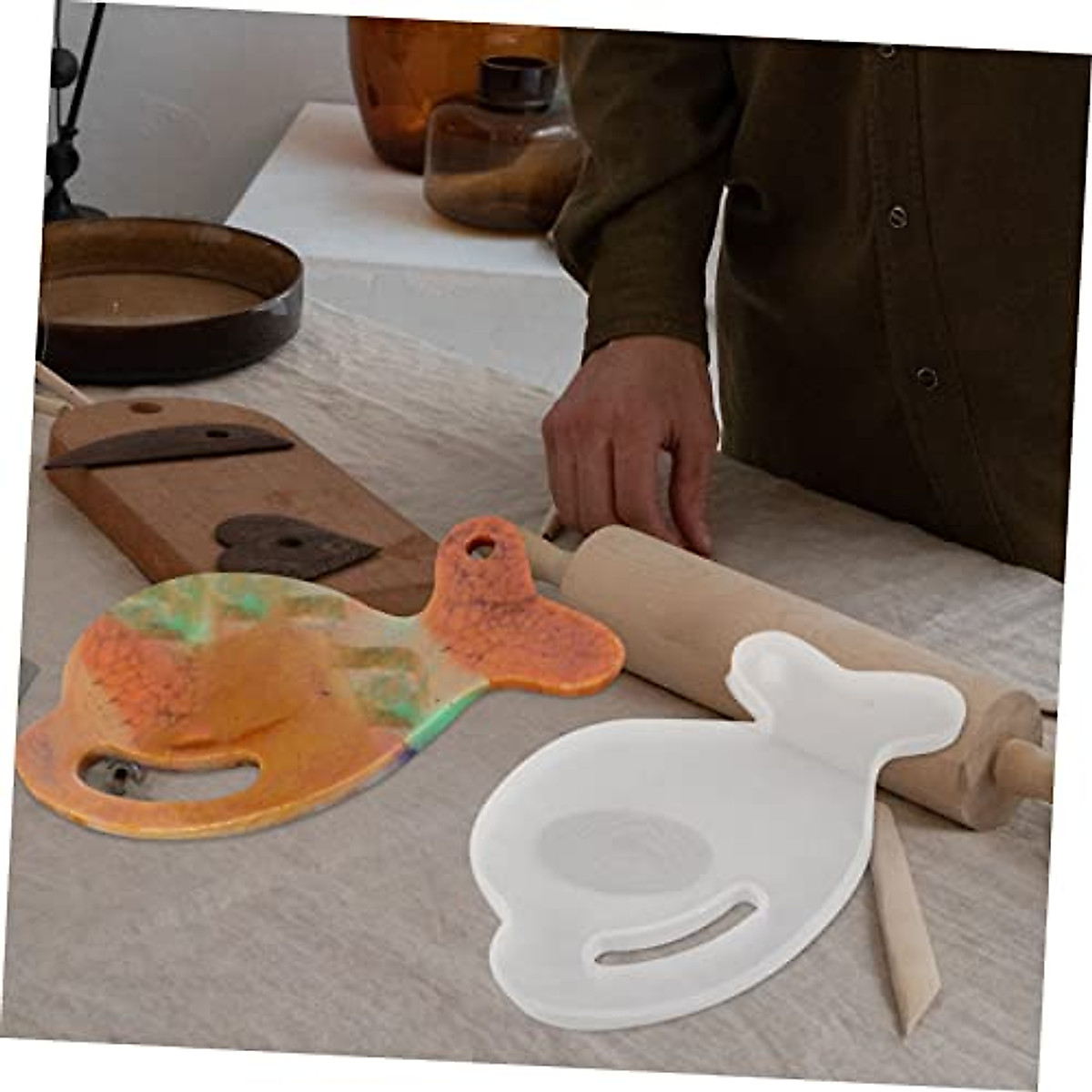 VILLCASE Silicone Mold Cup Mat Resin Jewelry Epoxy Molds Silicone Coaster Resin Candy Molds Animal Silicone Molds Round Tray Cup Holder Mold Cup Mat Mold Manual Mold White Dolphin Ocean