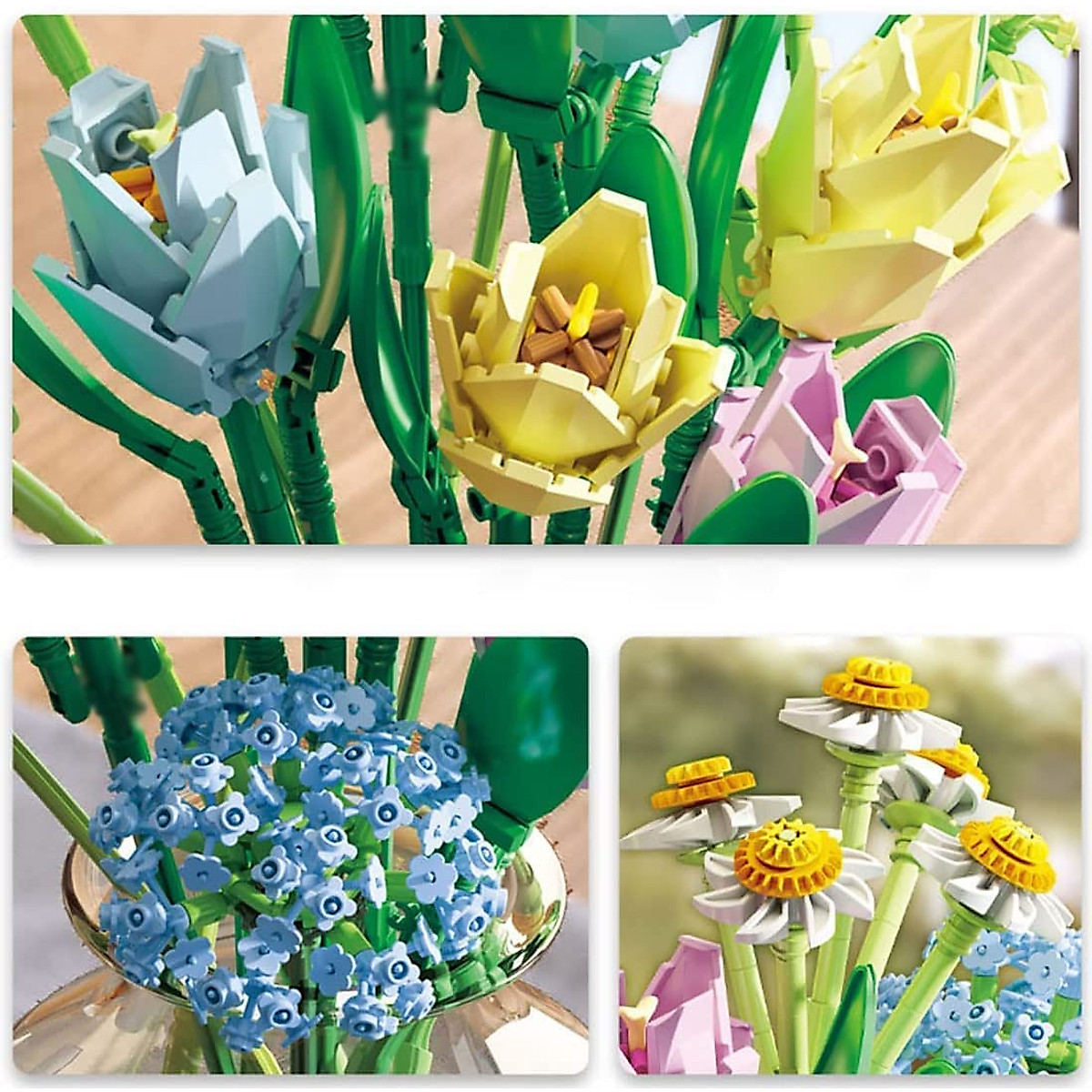 Auspcers Sunflower Bouquet Building Kits Set, Flowers Botanical Collection Building Block DIY Toy, 837PCS Artifitial Flower Bouquet Building Set, Botanical Collection for Home Decoration Wedding