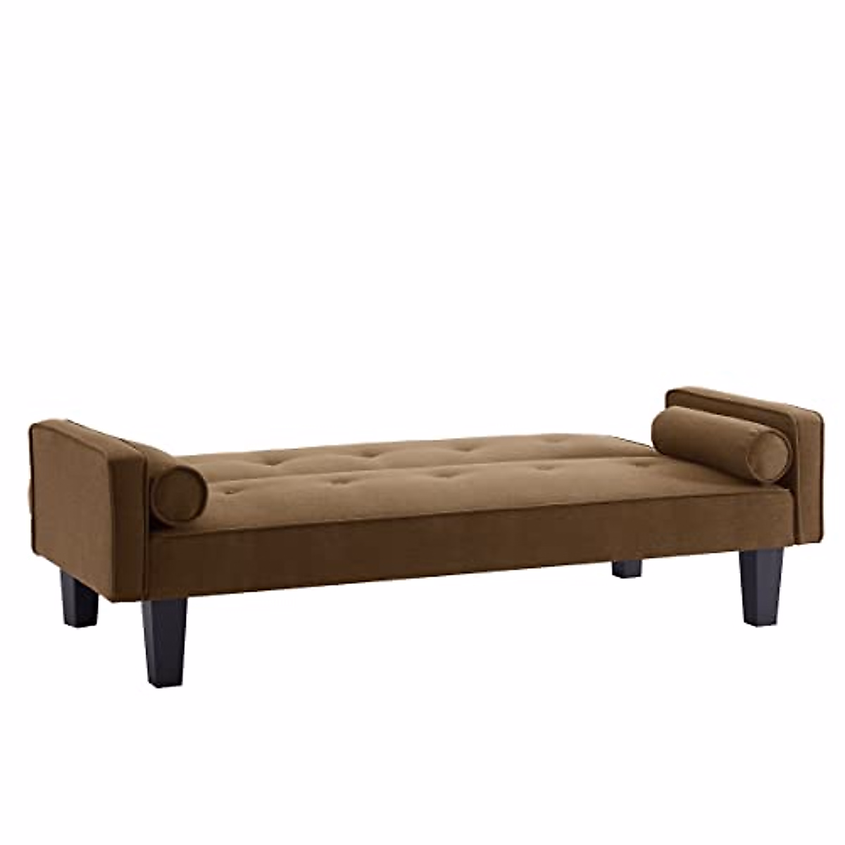 ERYE Modern Linen Upholstered Convertible Futon Sofa Bed, Functional Loveseat, Compact Foldable Love Seat,Comfy Recliner & Sleeper Couch Daybed, Brown