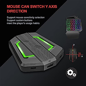 SOLUSTRE Game Controller Adapter Colorful Lighting USB Gaming Mouse Keyboard Adapter