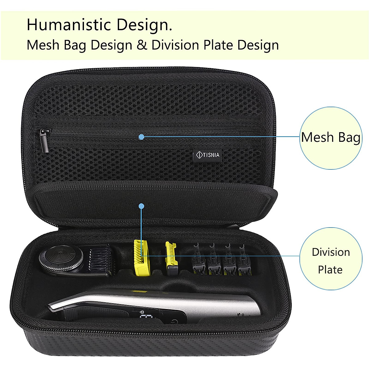 Tisnia Case for, Philips Norelco OneBlade Pro, QP6520/70, 6510/70, Hybrid Electric Trimmer and Shaver - (Black Texture,Only Case)