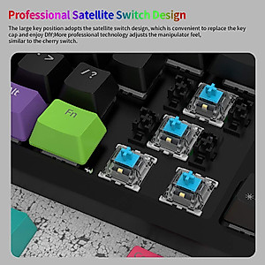 NACODEX K870T TKL Wired/Wireles RGB Mechanical Keyboard | Tenkeyless Bluetooth Keyboard with Volume Wheel Design | 10PCS Mixed Color Keycaps, Up to 3 Devices for Office Gaming (Blue Switch)