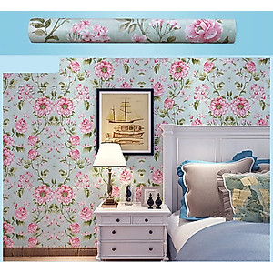 Self Adhesive Vintage Flower Shelf Liner Wall Paper Removable Floral Wallpaper for Cabinets Shelves Dresser Drawer Furniture Wall Sticker Arts and Crafts Decal (17.7x78.7 Inches)