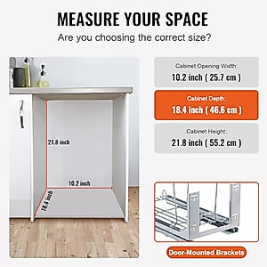 VEVOR Pull Out Trash Can, 37 Quart Recycling Bin with Silent Slide, 110 lbs Load Capacity Heavy Duty Garbage Under Mount Kitchen Waste Container for Kitchen Cabinet, Sink