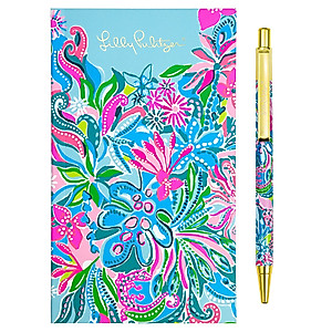 Lilly Pulitzer On The Go Agenda Set, Undated Monthly Pocket Planner with Black Ink Pen, 12 Month Annual Organizer with Notes Pages, Monthly Calendars, and Yearly Overviews, Golden Hour