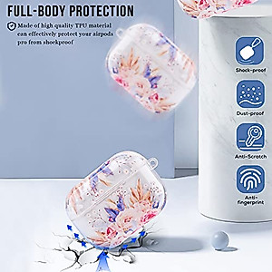 MOFREE Compatible with AirPods Pro Case, Clear TPU Airpods Pro Case Cover with Durble Keychain Women, Cute Flower Shockproof Protective Cover for Apple Airpods Pro Charging Case 2019 Front Led Visible