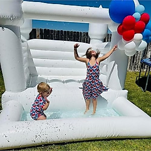 White Bounce House with Ball Pool 10x8x8FT Commercial Grade ASTM Certified 100% PVC White Bouncy Castle for Memorable Birthday Parties & Event (White, 10x8x8FT)